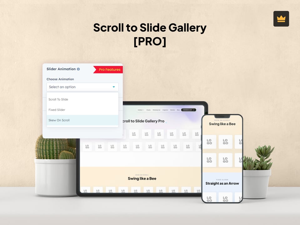 Scroll to slide gallery Pro Module for HubSpot | Documentation
